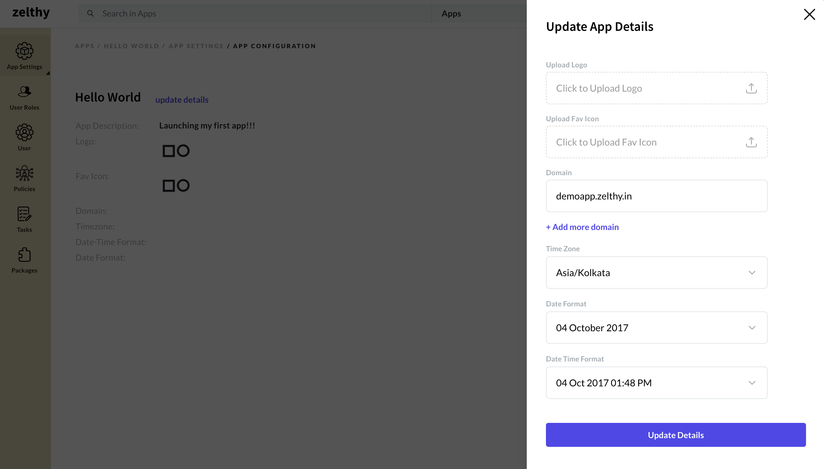 Updating App Settings | Zango Docs